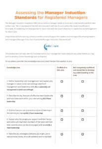 Assessing the Manager Induction Standards | Mile Pathway